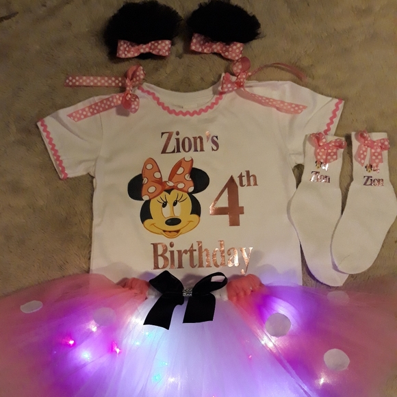Tutus N U | Other | Custom Made Minnie Mouse Tutu Set Wlights | Poshmark